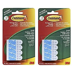 Command Outdoor Foam Hanging Strip Refills, Small, 16-Strips (17022AW-ES),2 PACKs
