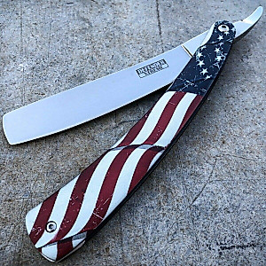 S.S. Folding Knives Shaving Straight Edge Usa American Flag Razor Steel Pocket Stainless Steel Blade Folding Knife Blade