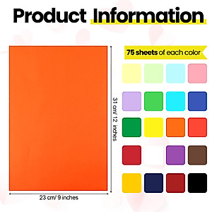 Yahenda 1500 Pcs Construction Paper Card Stock Printer Paper Craft Bulk School Supplies Lightweight Art Colored for Kids Adults School Drawing Easter(Multi Colors)