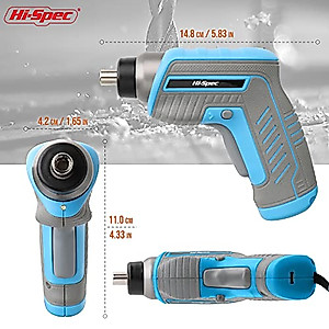 Hi-Spec 27pc 3.6V Blue USB Power Electric Screwdriver, Mini Drill and Small Drills Cordless with Driver Bit Set