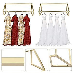 Wall-Mounted Garment Rack ,Modern Simple Clothing Store Heavy Metal Display Stand Garment Bar,Clothes Rail,Bathroom Hanging Towel Rack,Multi-purpose Hanging Rod for Closet Storage (Gold Square Tube,39.4"L)