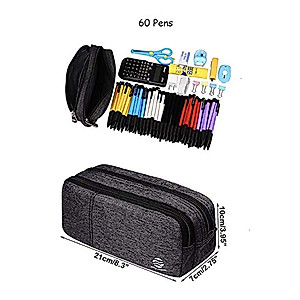 Pencil Case Large Capacity Pencil Bag Pouch with Durable Double Zipper by Only Warm for School office Heather Grey