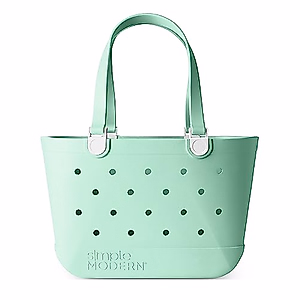 Simple Modern Beach Bag Rubber Tote | Waterproof Large Tote Bag with Zipper Pocket for Beach, Pool Boat, Groceries, Sports | Getaway Bag Collection | Retro Mint