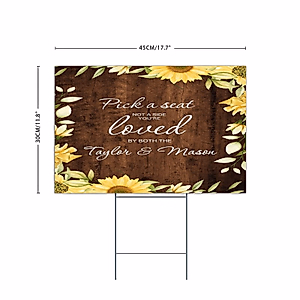 Autravelco Welcome to Our Wedding Lawn Signs with Stakes 12x18 Inch Display Date & Couple Name Customized Lawn Sign for House Rent Lawn Yard Decorations
