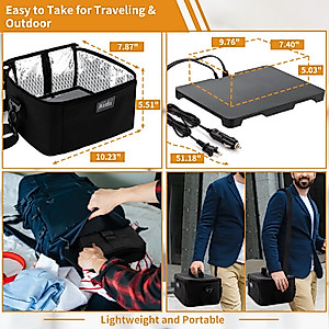 Aotto Portable Oven | 12V, 24V, 110V Car Food Warmer | Portable Mini Oven | Personal Microwave | Heated Lunch Box for Cooking and Reheating Food in Car, Truck, Travel, Camping, Work, Home