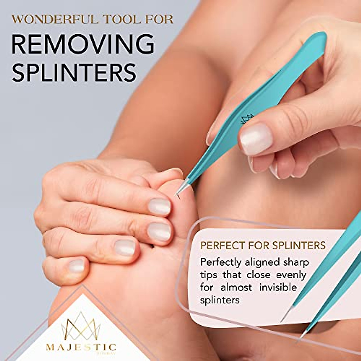 Majestic Bombay Fine Point Tweezers for Women and Men – Splinter Ticks, Facial, Brow and Ingrown Hair Removal–Sharp, Needle Nose, Surgical Tweezers Precision Pluckers best tweezers for chin hair