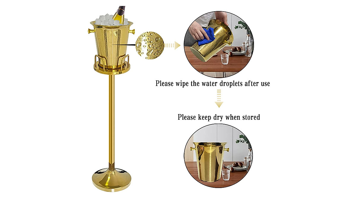 Stainless Steel Ice Bucket with Stand 5L for Wine & Champagne