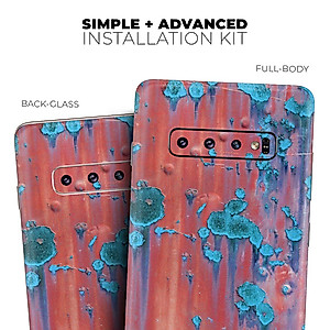 DesignSkinz Hot Coral Metal with Turquoise Rust Protective Vinyl Decal Wrap Skin Cover Compatible with The Samsung Galaxy S20 (Screen Trim & Back Glass Skin)