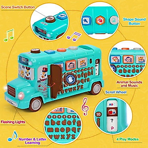 Toys for 1 Year Old Boy Gifts, Baby Toys 12-18 Months School Bus Learning Toys for 1 2 3 Year Old Boys Girls Kids Education Toys with Alphabet ABC/Music/Light/ for Toddlers 1-3 Birthday Xmas Gifts