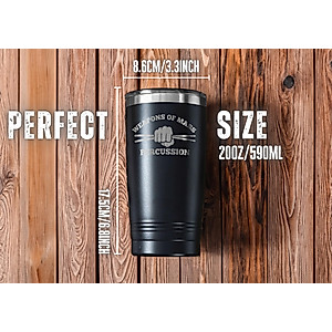 Onebttl Funny Drummer Gifts For Men, Women, Music Lover Gifts for Drummers, 20 oz/590 ml Stainless Steel Insulated Tumbler with Straw, Lid, Weapons of Mass Percussion