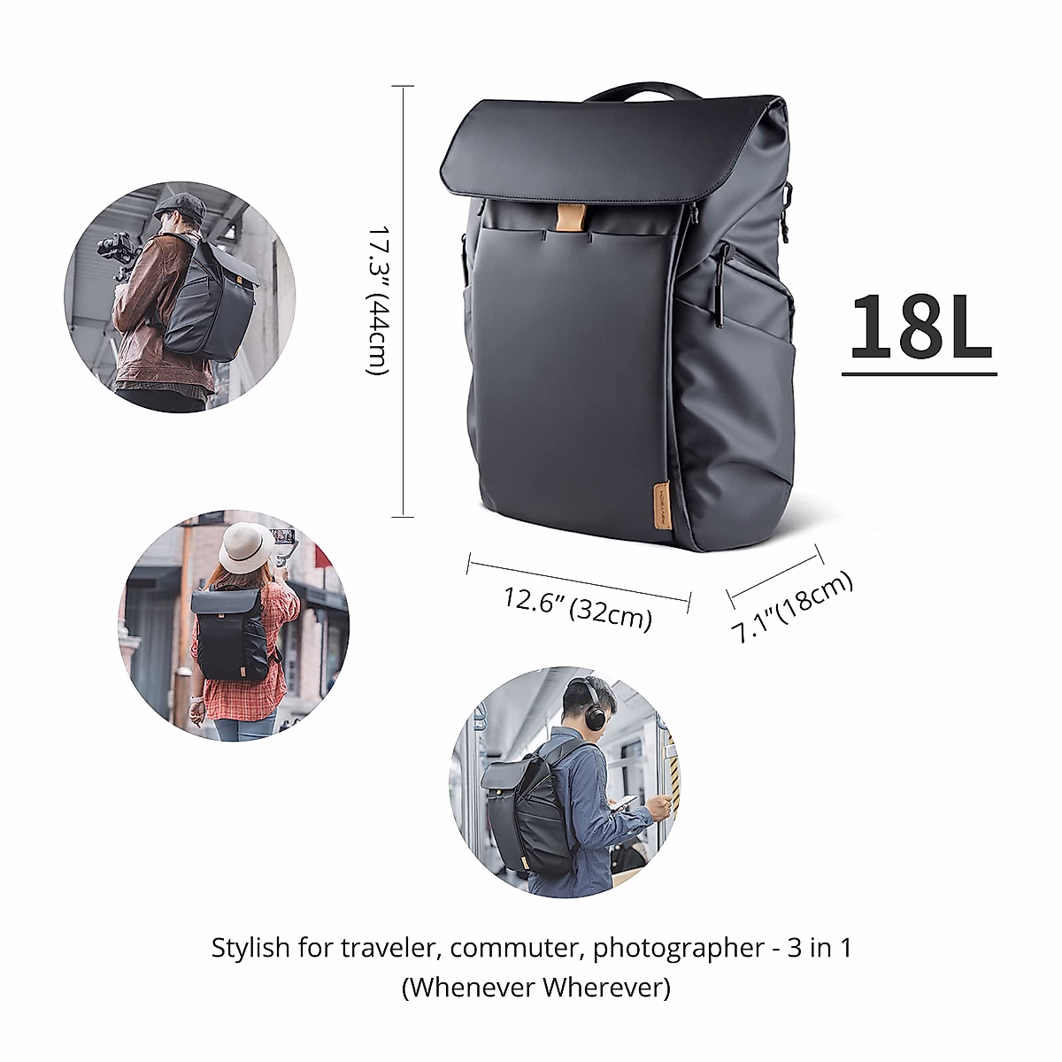PGYTECH OneGo 18L Camera and Drone Backpack for Men and Women, 16" Laptop Backpack for Street City Urban Photographer