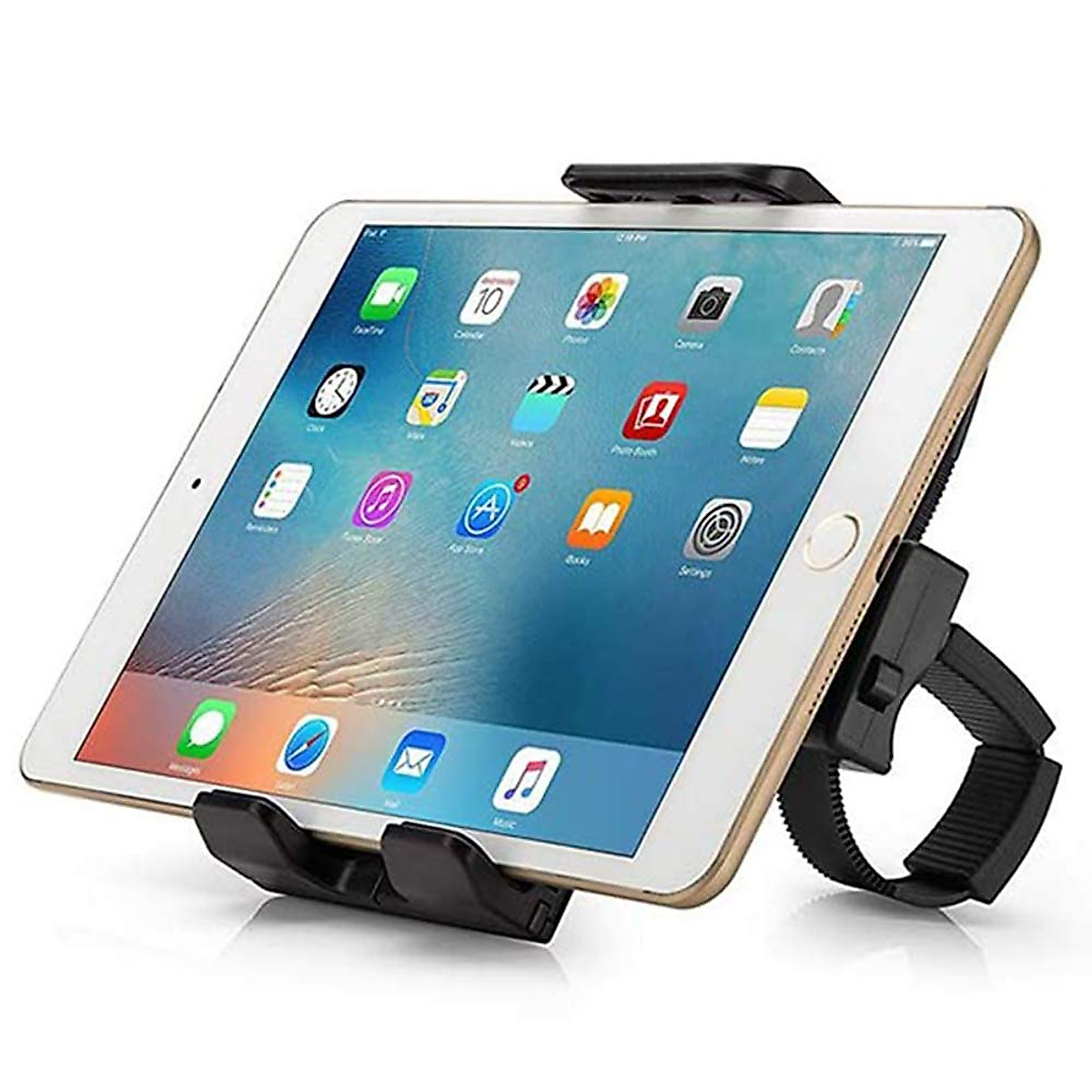 TEKCAM Bike Tablet Holder Handlebar Mount Compatible with iPad iPhone Kindle 360°, 3.5'' to 12'' Cradle Tablet Stand for Gym Exercise Tread Mill Spin Bike Elliptical MTB Motorcycle,(Need Install)