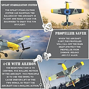 28°C RC Plane 4 Channel Remote Control Airplanes, 4-CH RC Airplane Ready to Fly BF-109 Radio Controlled Aircraft for Beginners with Xpilot Stabilization System, One Key Aerobatic Airplane(76111 RTF)