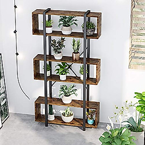 Tribesigns Bookshelf, Industrial Bookcase Freestanding Display Decorative Shelf