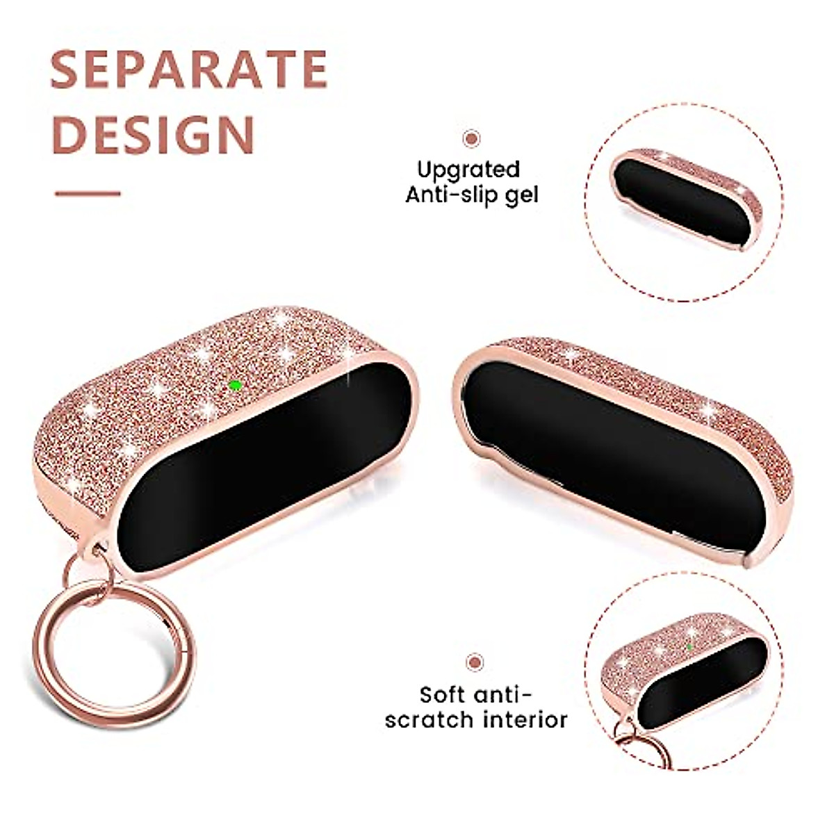 Maxjoy for Apple Airpods Pro 2nd Generation Case Cover 2022， Bling Sparkle Luxury Glossy Hard Shell Cover Scratch Drop Proof,Protective Case Glitter for Women Girl Airpod Pro 2 Case - Golden