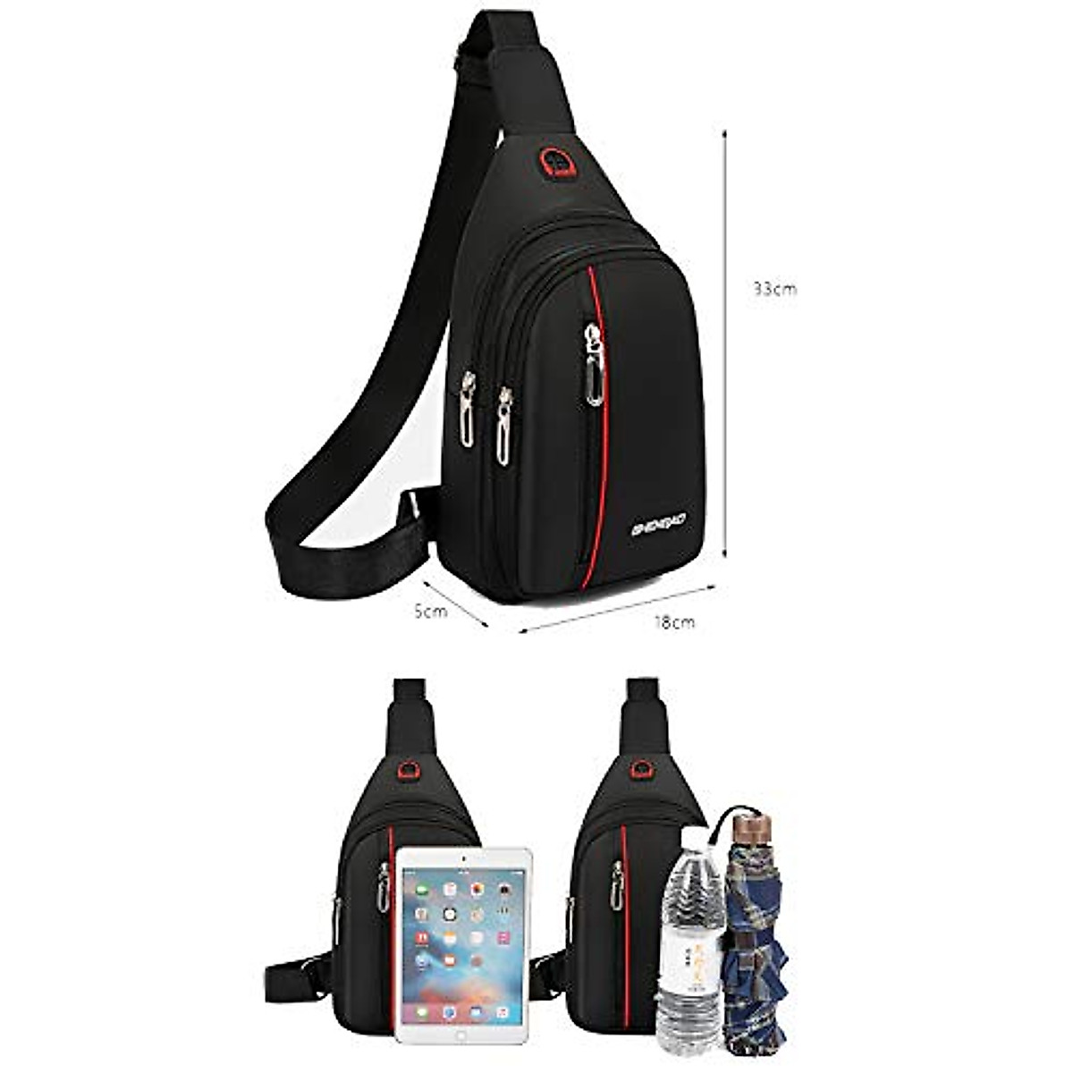 YERCHIC Small Sling Compact Crossbody Bag Chest Shoulder Travel Bag Casual Daypack for Men Women with Earphone Hole Water Resistant (Dark Gray)