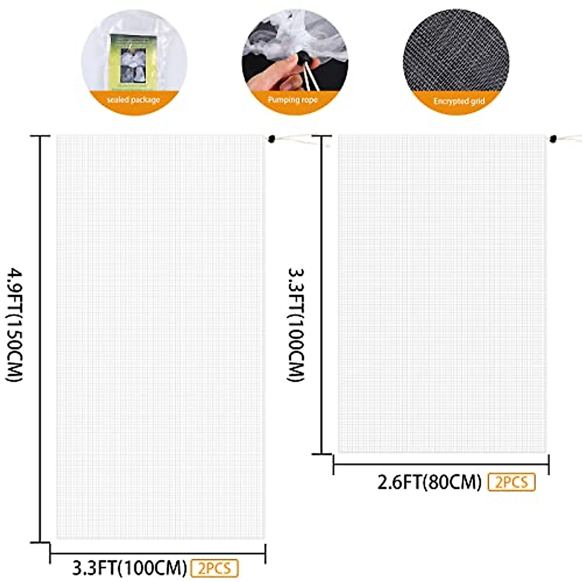 4 Pack Garden Mesh Netting for Plants, Insect Bird Netting Pest Barrier Bag with Drawstring, 2 Size Tomato Protective Cover Fruits Tree Blueberry Bush Netting Cover Bag Protection for Vegetables