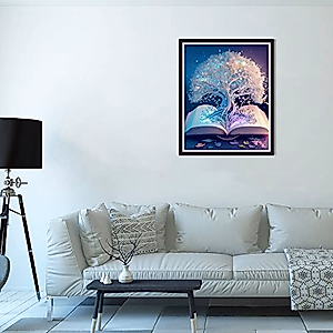 Rousp DIY 5D Diamond Painting Kits for Adults Diamond Art White Tree of Life Diamond Painting Full Drill Crystal Rhinestone Embroidery Craft Kits for Home Wall Decor Gifts, 15.7x19.7inch