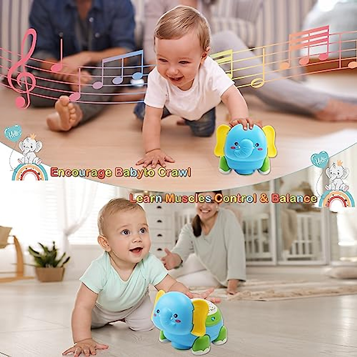 Baby Toys 6 to 12 Months,Toddler Toys,Star Projector Crawling Elephant Toys for 1-2 Year Old Boys Girls,Tummy Time Toys with Music,3 6 9 12-18 Months Babies Girl Toys,1 Year Old Boy Girl Birthday Gift