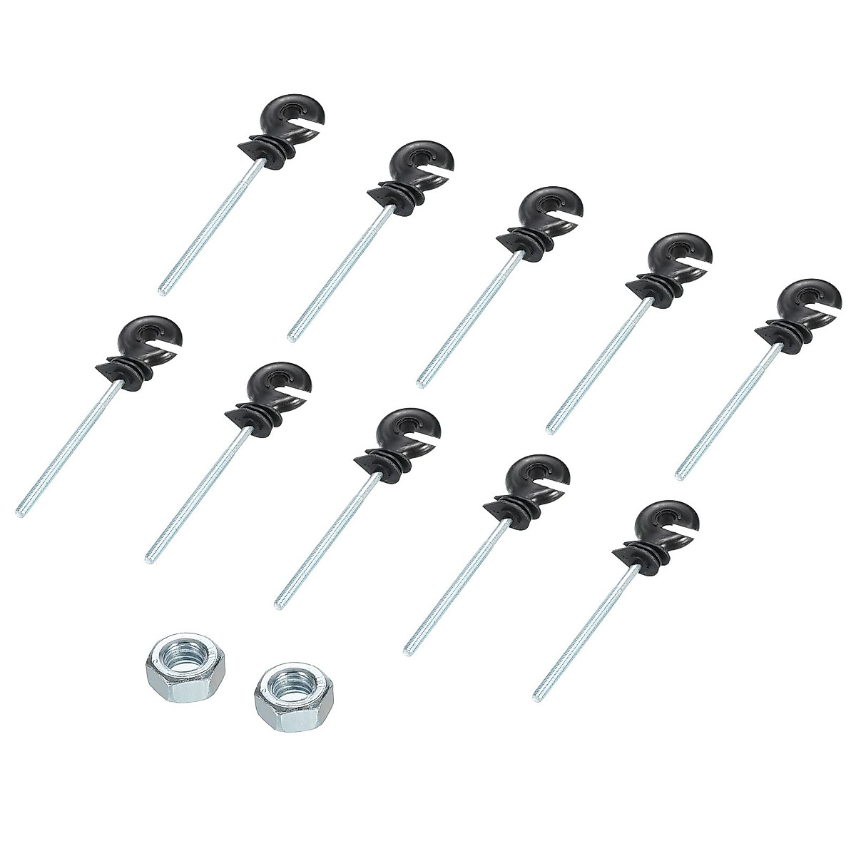 PATIKIL Electric Fence Insulator Screw-in Ring Insulator 12pcs M6 Wood Post Insulator Black for Farm Fencing Power Grid System
