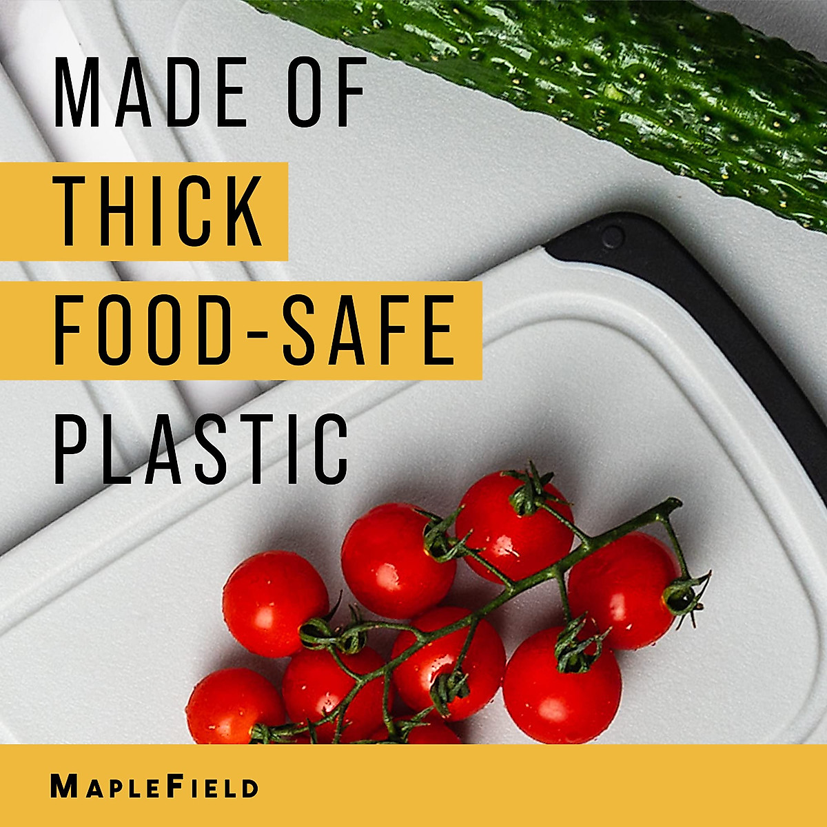 [3-Pack] Mess-Free Meal Prep Chopping Board Set – Food Grade Plastic Board for Safe Meal Prep – Sturdy Cutting Boards for Kitchen Dishwasher Safe – All-Purpose Cutting Board Set with Holder