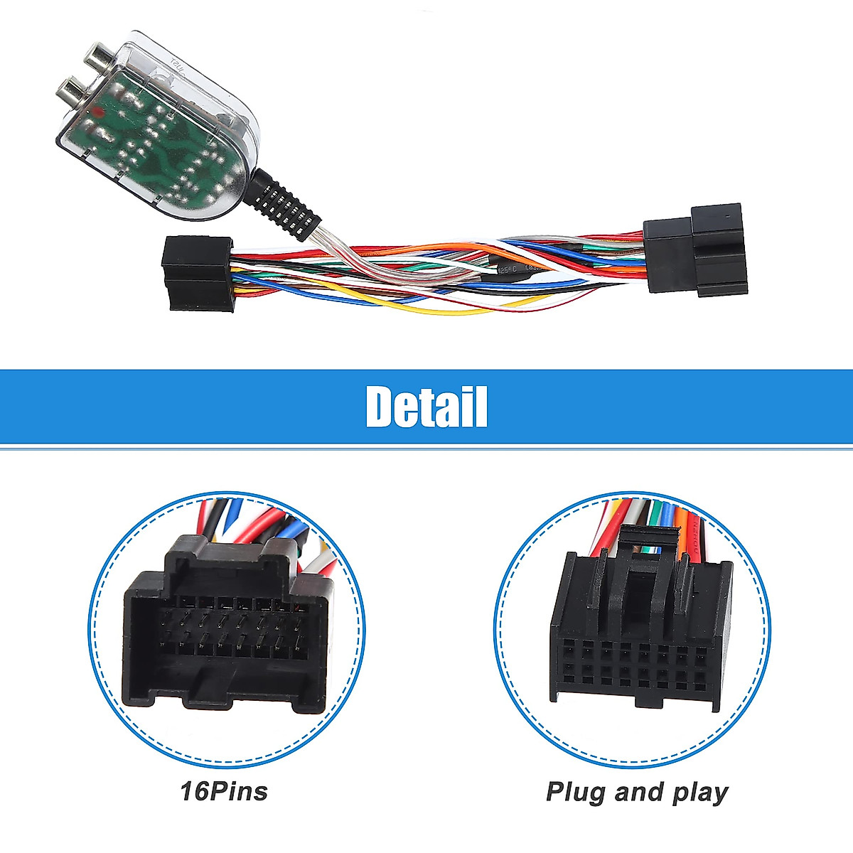 X AUTOHAUX Car Add an Amp Amplifier Adapter Interface to Radio System for Chevrolet Silverado 2007-2013 with Blue Extension Wire Fuse