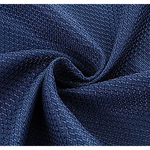 Biscaynebay Textured Fabric Round Tablecloths 60 Inches in Diameter, Navy Water Resistant Spill Proof Washable Tablecloths for Dining, Kitchen, Wedding, Parties etc. Machine Washable