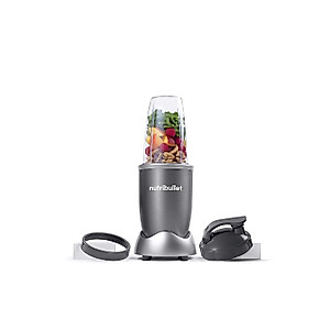 nutribullet Personal Blender for Shakes, Smoothies, Food Prep, and Frozen Blending, 24 Ounces, 600 Watt, Gray, (NBR-0601) and NutriBullet 24 Ounce Tall Cup with Standard Lip Ring, Clear/Gray