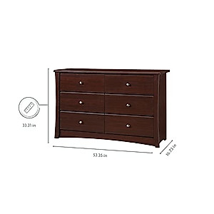 Storkcraft Crescent 6 Drawer Double Dresser (Espresso) – GREENGUARD Gold Certified, Dresser For Nursery, 6 Drawer Dresser, Kids Dresser, Nursery Dresser Drawer Organizer, Chest of Drawers