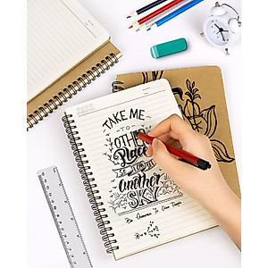 Dynta Spiral Notebooks A5 Lined 5Pcs College Ruled Journals Bulk Thick Paper for Work, Study, Notes Taking, Gifts 120 Pages/60 Sheets Kraft Brown