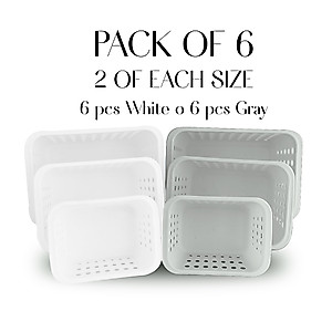 Basket pack x 6. Multi size storage basket. Storage bin containers use for organizing. (White)
