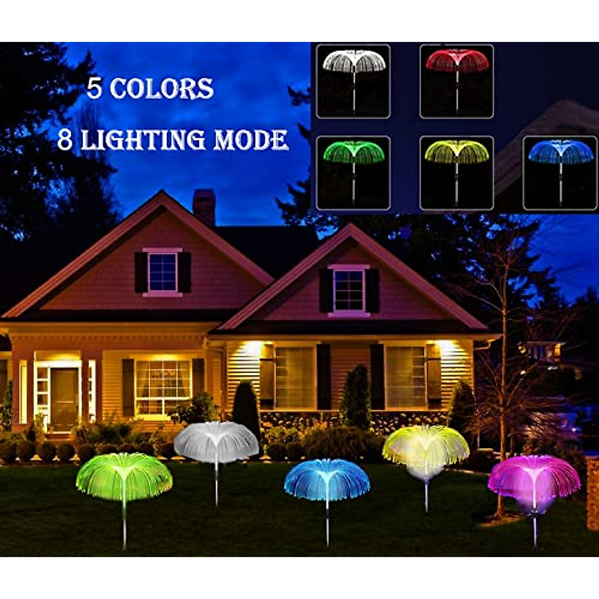 Atildp Upgraded Solar Garden Lights, 5 Pack Solar Jellyfish Lights with 8 Flash Mode Remote Control, Multi-Color Solar Lights Outdoor for Backyard Christmas Party Wedding Birthday