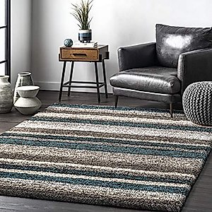 NuLOOM Drey Striped Shag Area Rug, 6' x 9', Blue Multi