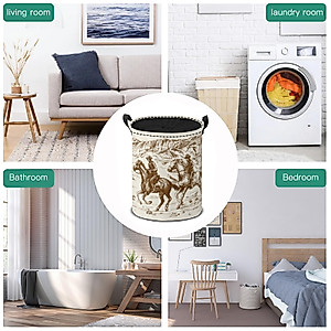 Western Laundry Hamper Basket, Wild West Desert with Cowboys Collapsible Portable Laundry Bag, Storage Bins Baskets, Baby Laundry Basket,Toys Storage Basket, Gifts Basket, Bedroom Home Decor