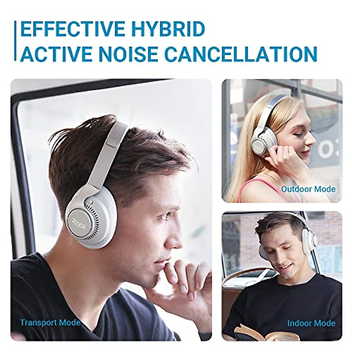 233621 Trip Active Noise Cancelling Headphones with Independent Noise Reduction Chip, Bluetooth Wireless Headphones Built-in Mic and Ex Audio Cable, 40H Battery, Hands-Free Calls, HiFi Sound Quality