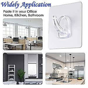 Inzllo Adhesive Hooks, Seamless Hooks 20 lb(Max) Waterproof and Oilproof Removable, Heavy Duty Utility Hooks Reusable Wall Hook for Kitchen Bathroom Bedroom Office - 10 PCS