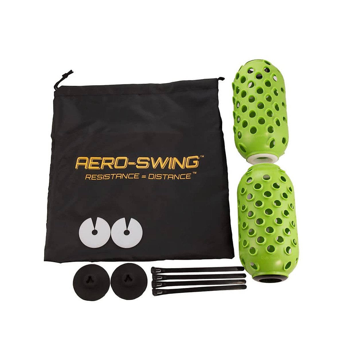 AERO-SWING - Air Resistance Pineapple Kit - Training Aid and Warm Up Equipment - Improves Swing Speed & Accuracy, Adjustable Pineapples - Uses Air Resistance, No Added Weights - 2 Units - Green