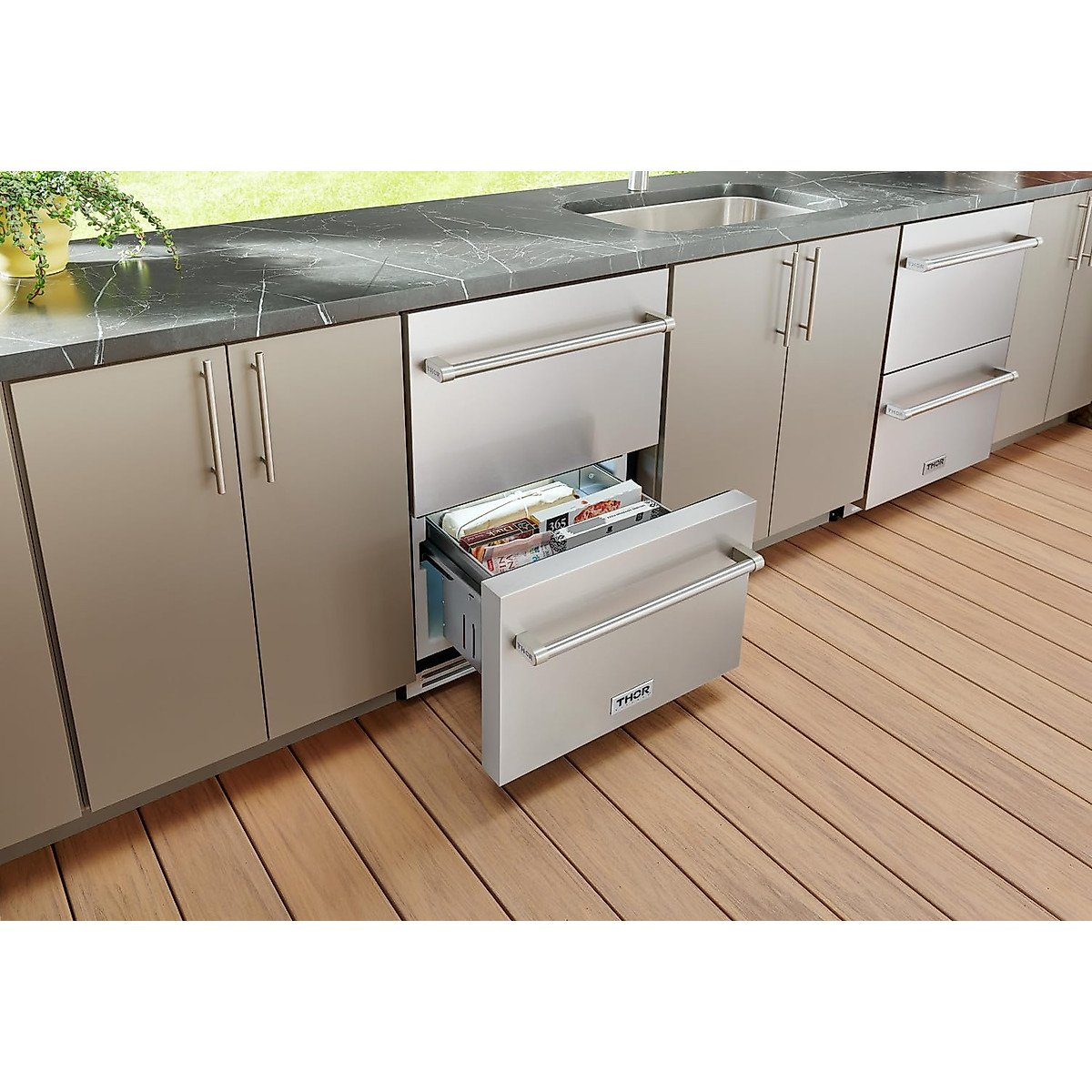 THOR Kitchen Indoor/Outdoor 24-Inch Freezer Drawer in Stainless Steel - Model TRZ24U