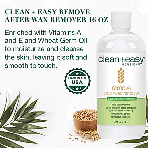 Clean + Easy Remove - After Wax Remover for the Skin with Wheat Germ Oil, Post Waxing Cleanser, 16 oz