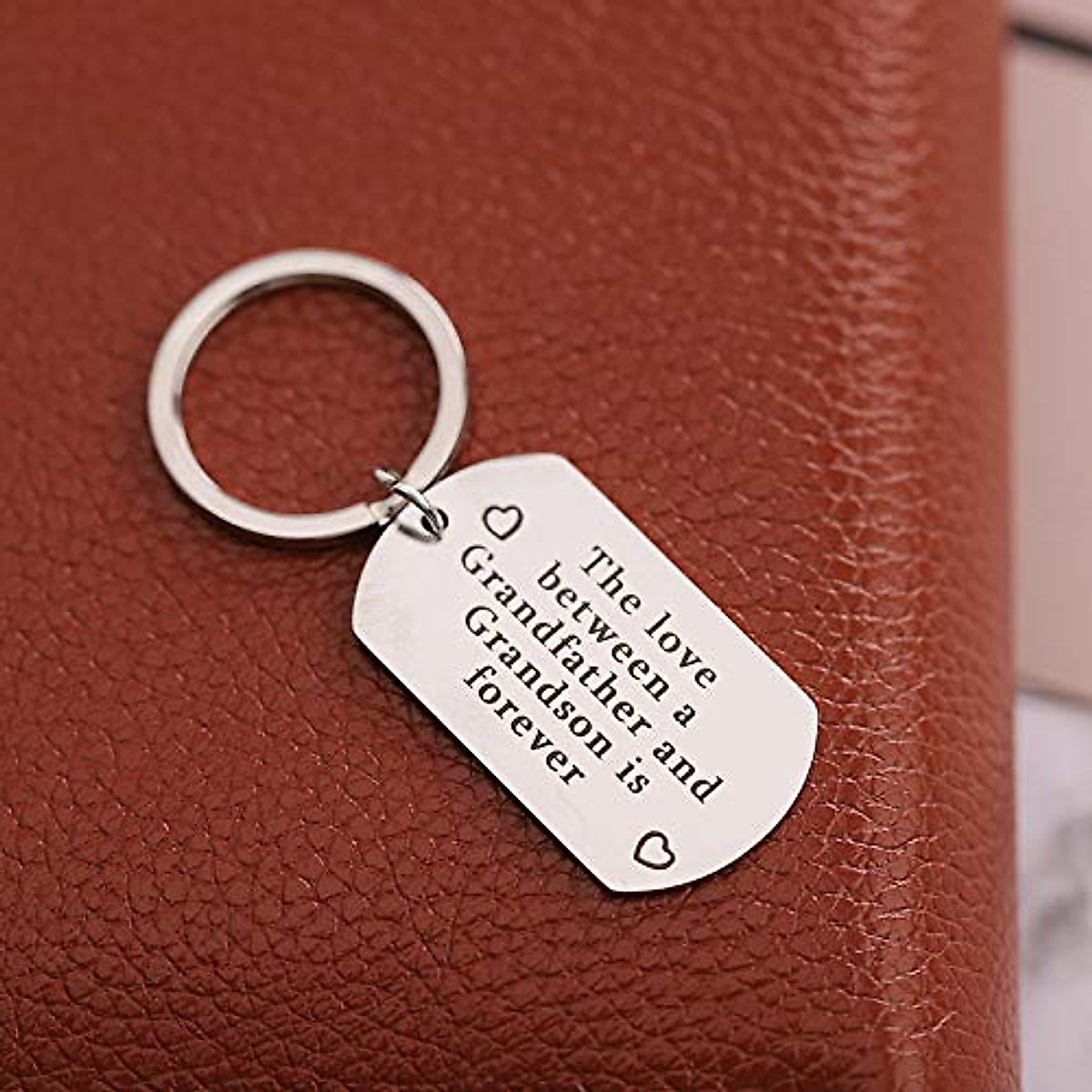 Gift Keychain for Grandpa Grandfather from Grandson the Love Between a Grandfather and Grandson is Forever Key Rings for papa Christmas Birthday Gifts for Grandson Granddad