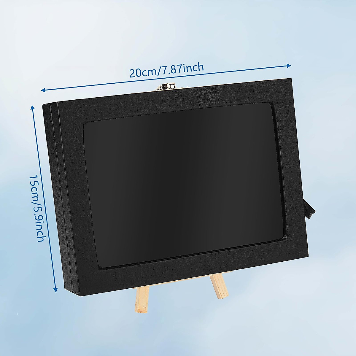 Dustproof Pin Display Case PU Leather 8''x6'' Pin Display Board Shadow Box Frame with Hooks and Wood Frame For Enamel Pin, Military Medals, Jewelry Pins, Pin Badge Collection, Rings, Necklaces (Black)