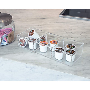 Isaac Jacobs Large 3-Compartment Acrylic Stackable Organizer (12.9" L x 5" W x 2.7" H), Multi-Sectional Tray & Storage Solution for Makeup, Craft Supplies, Bathroom, Kitchen, Office (Clear)