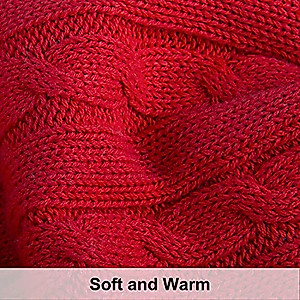 NTBAY 100% Pure Cotton Cable Knit Throw Blanket, Super Soft Warm 51x67 Knitted Throw Blanket for Couch, Sofa, Chair, Bed - Extra Cozy, Machine Washable, Comfortable Home Decor, Red