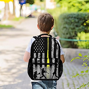 Casual Backpack Softball Flag Print School Bag Travel Backpacks