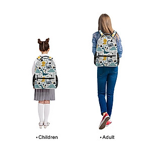 ZZKKO Cute Cartoon Dinosaurs School Backpacks Book Bag for Boys Girls Travel Hiking Camping Daypack Work Laptop Backpack