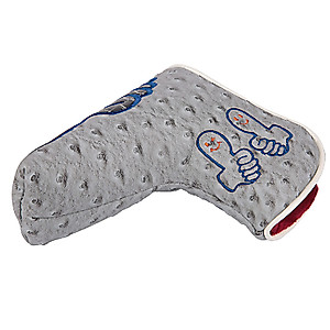 Golf Putter Cover Synthetic Leather with Thumb Embroidery Magnet Golf Club Blade Putter Head Cover for Scotty Cameron Odyssey Taylormade Titleist Ping (Grey)