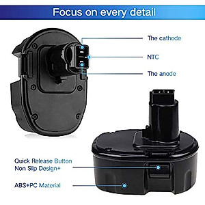 [Upgraded to 3600mAh] Ni-Mh Replacement Battery Compatible with Dewalt 14.4V Battery DC9091 DW9094 DC9091 DW9091 DW935 DE9038 DE9091 DE9092 Cordless Power Tools 1 Pack