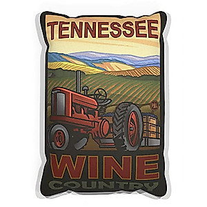Tennessee Wine & Tractor Canvas Throw Pillow for Couch or Sofa at Home & Office from Travel Artwork by Artist Paul A. Lanquist 13" x 19".