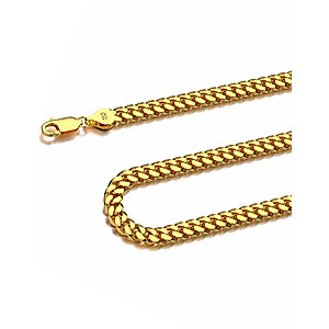 Waitsoul 925 Sterling Silver Cuban Chain Lobster Clasp 8mm 18K Gold Over Cuban Link Curb Chain Necklace for Women Men Diamond Cut 20 Inches