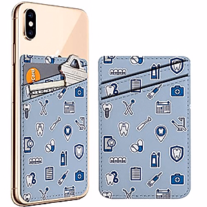 Diascia Pack of 2 - Cellphone Stick on Leather Cardholder ( Dental Linear Pattern Pattern ) ID Credit Card Pouch Wallet Pocket Sleeve